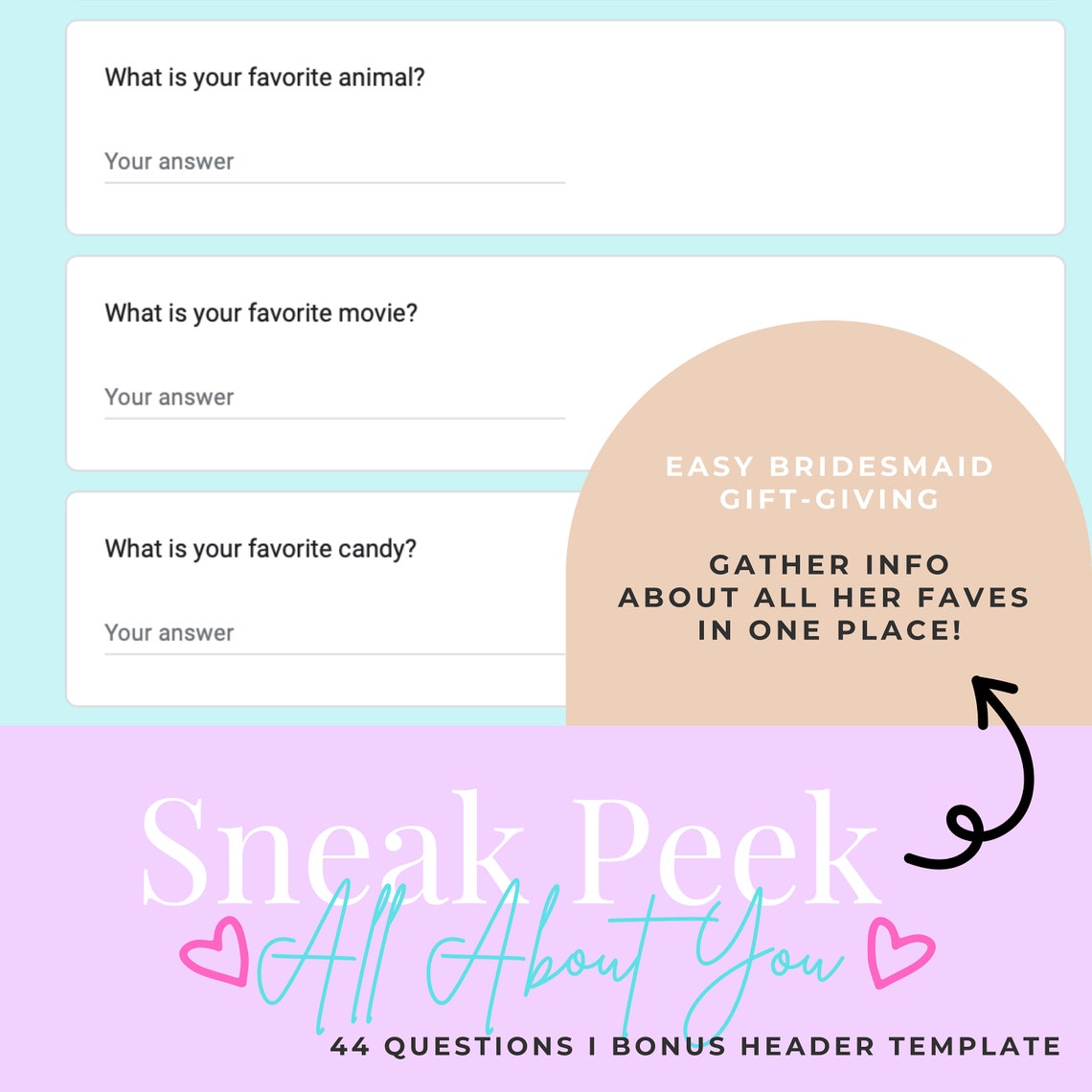 Editable Bridesmaid Party Planning Questionnaire Bridesmaid ...