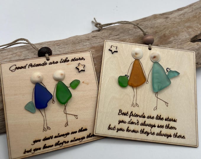 Friendship Sea Glass Quote, Sea Glass Art Friendship, Birthday Gift for ...