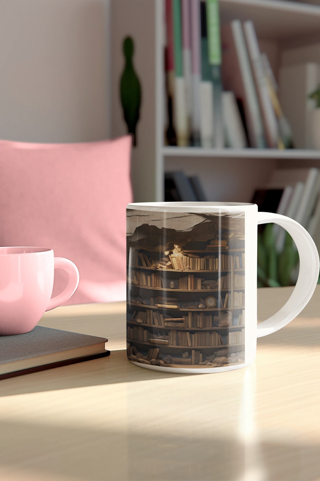 3D Effect Books Mugs Book Lovers Mug With Hidden Library Gift - Etsy