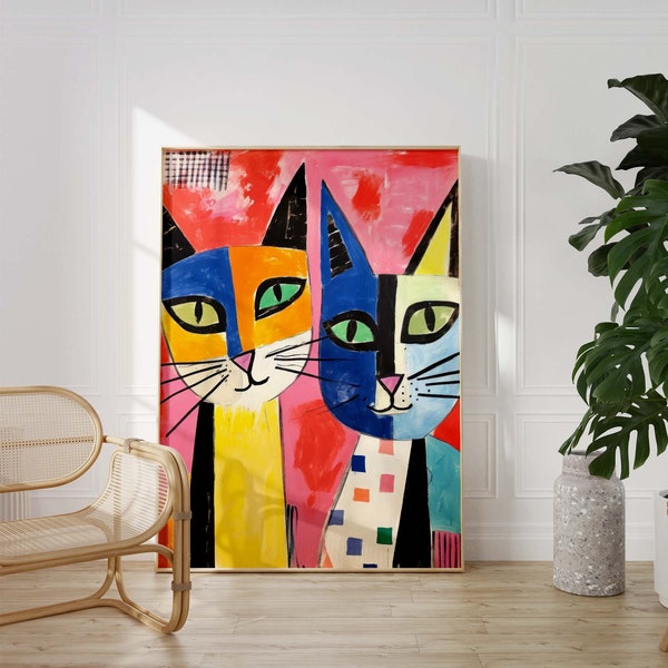 Abstract Cat Art - Etsy