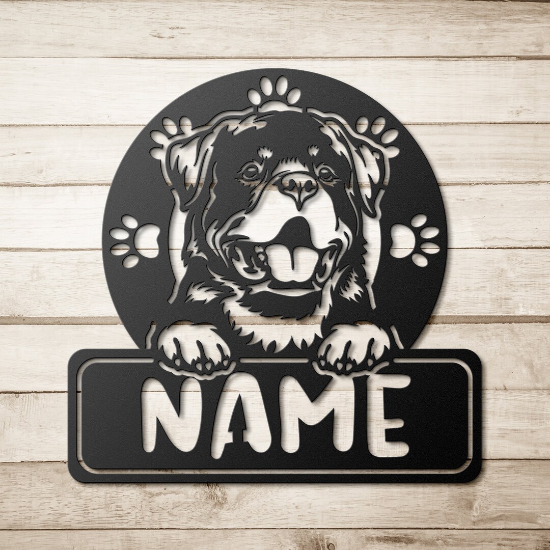 Custom Rottweiler Metal Sign Personalized Text Durable Dog Lover Gift ...