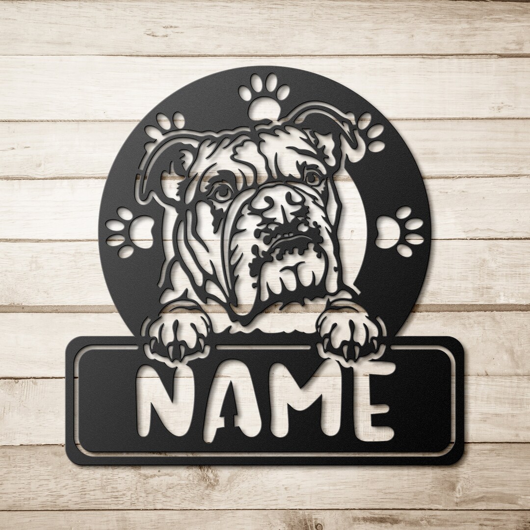 Custom English Bulldog Metal Sign Personalized Text Durable Dog Lover ...