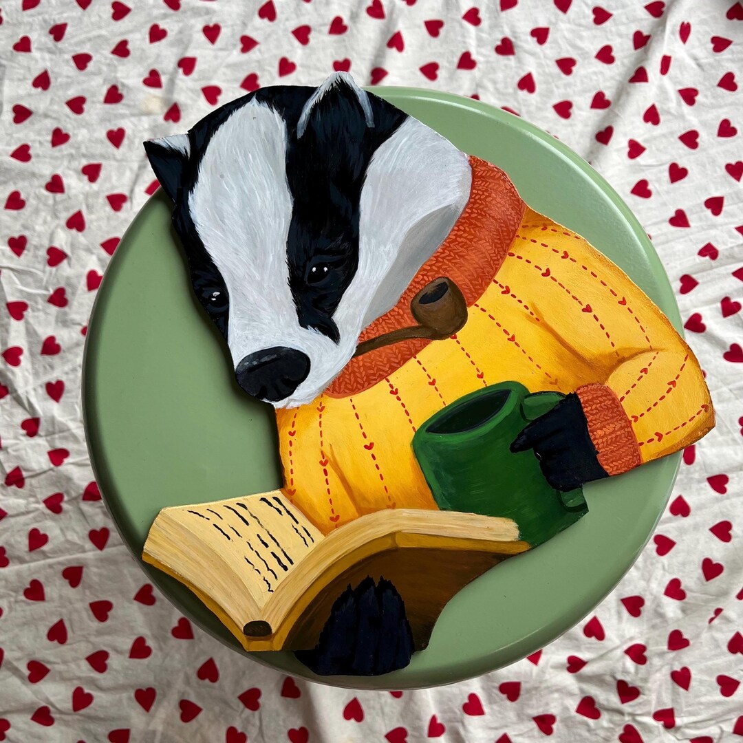 Barney the Badger Wall Art, Original Art, Acrylic Paint on Wood Decor ...