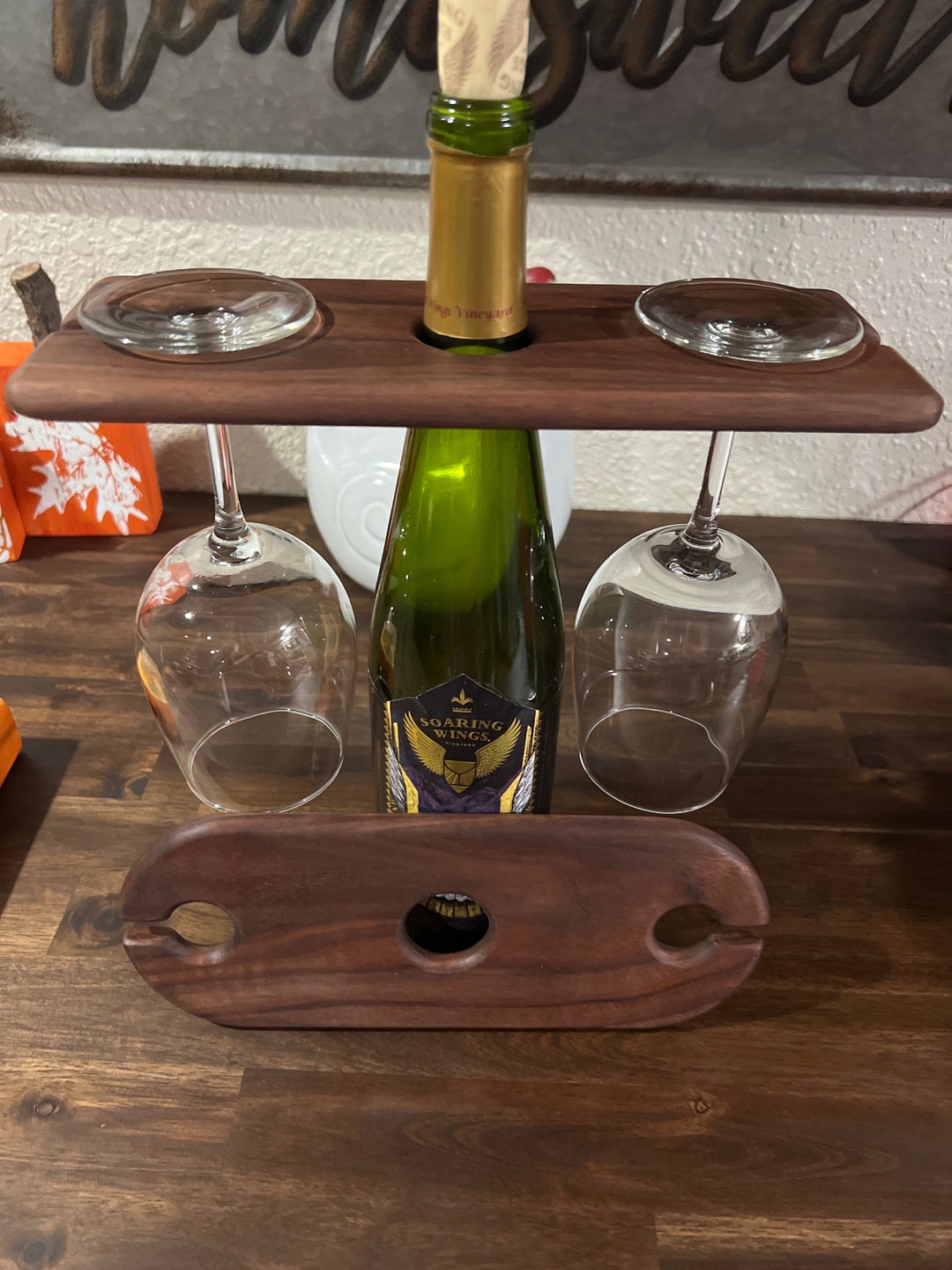 Wine. Wine Caddy. Wood Wine Glass Caddy, Wine Bottle, Home Decor, Wine ...