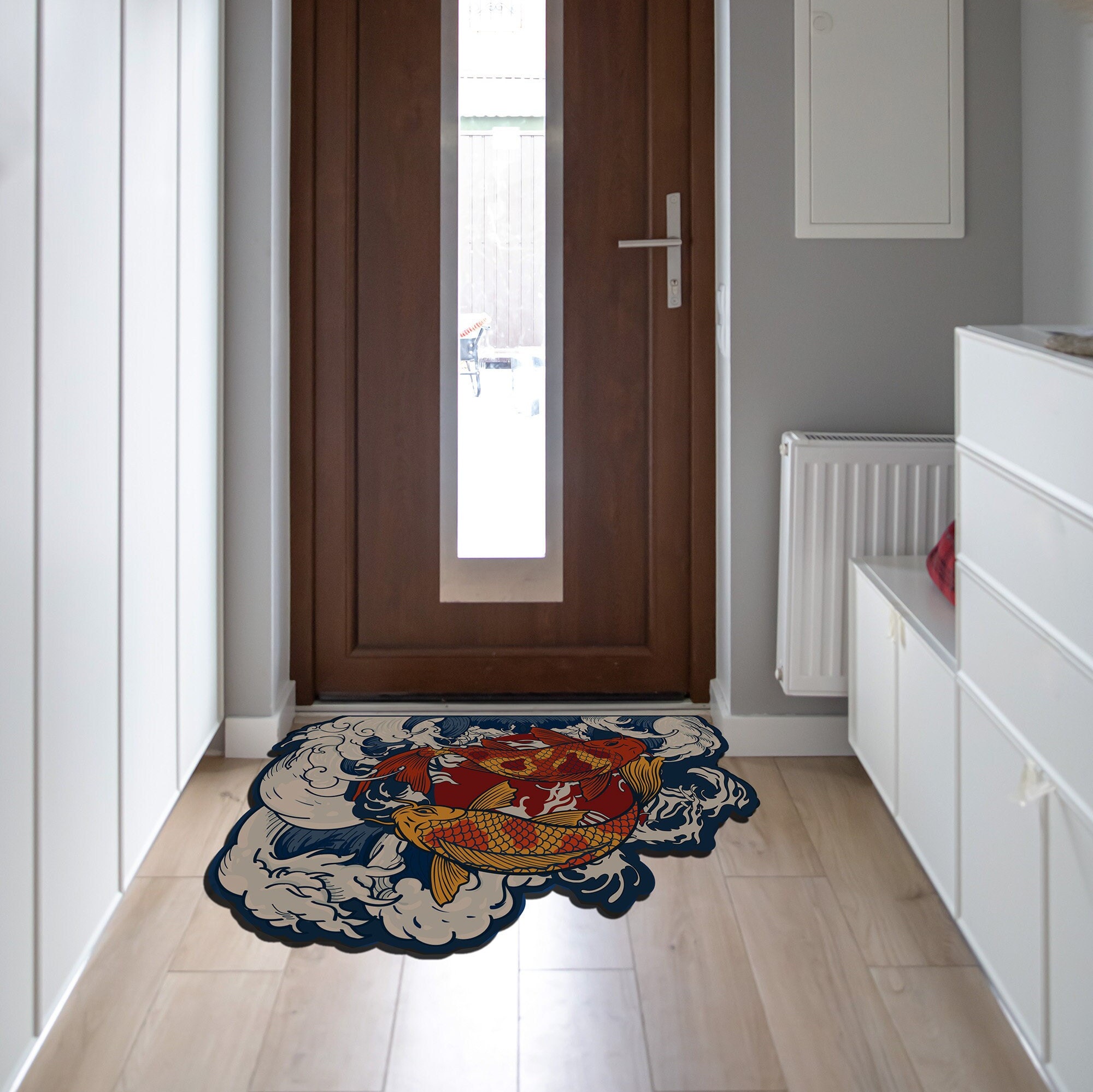 Double Koi Fish PVC Colorful Welcome Mat Fall Mat Kitchen Carpet Anti ...