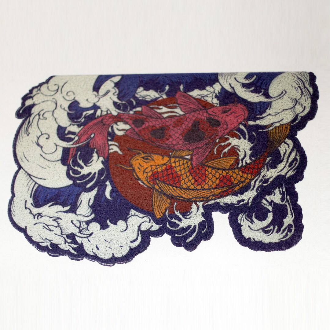 Double Koi Fish PVC Colorful Welcome Mat Fall Mat Kitchen Carpet Anti ...