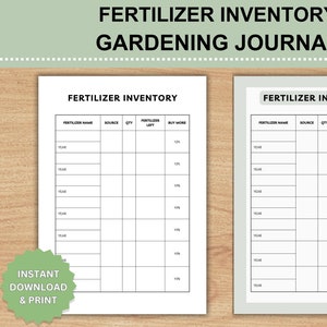 Gardening Planner Printable, Fertilizer Inventory Planner, Plant ...