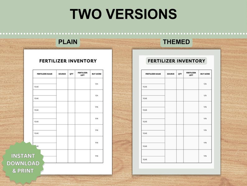 Gardening Planner Printable, Fertilizer Inventory Planner, Plant ...