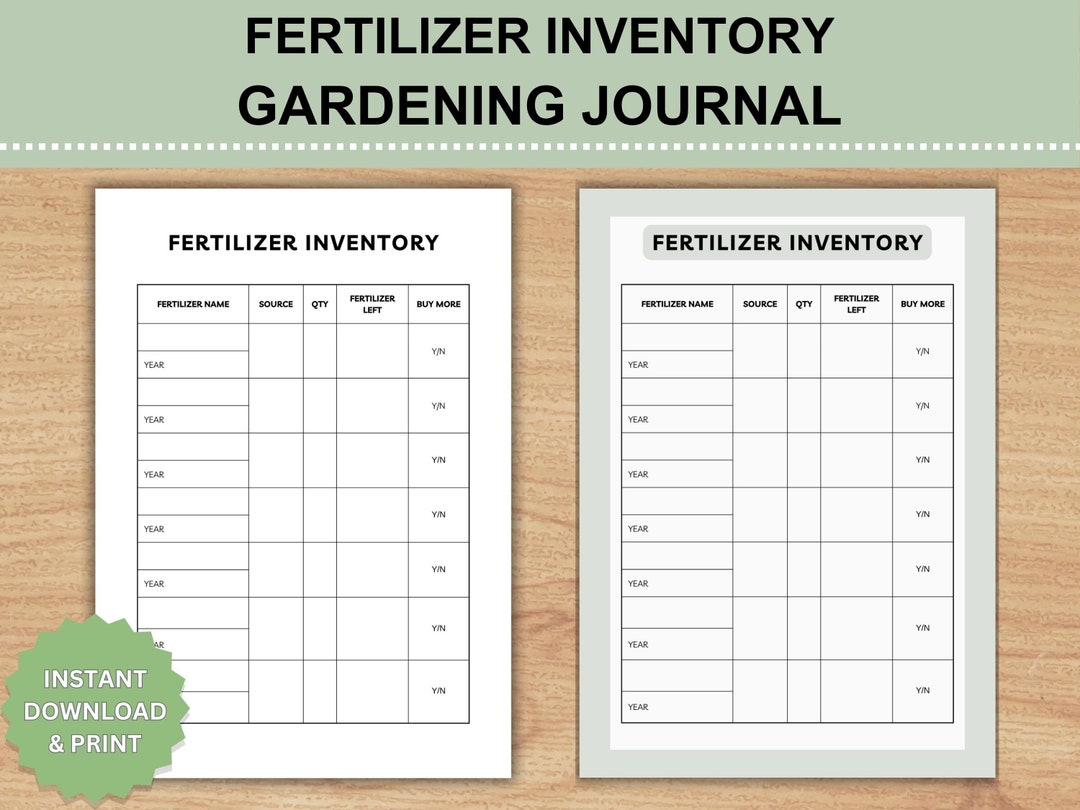Gardening Planner Printable, Fertilizer Inventory Planner, Plant ...