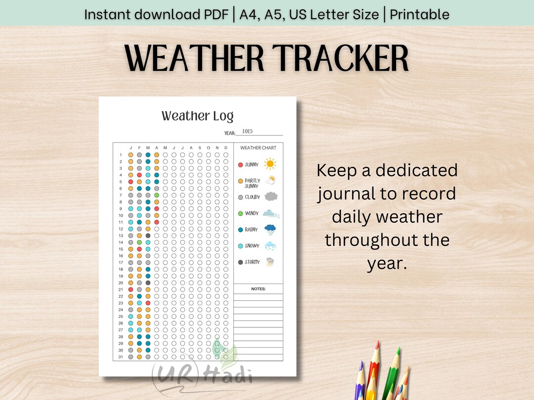 Weather Tracker, Weather Tracker for Tracking Daily Changes, Printable ...