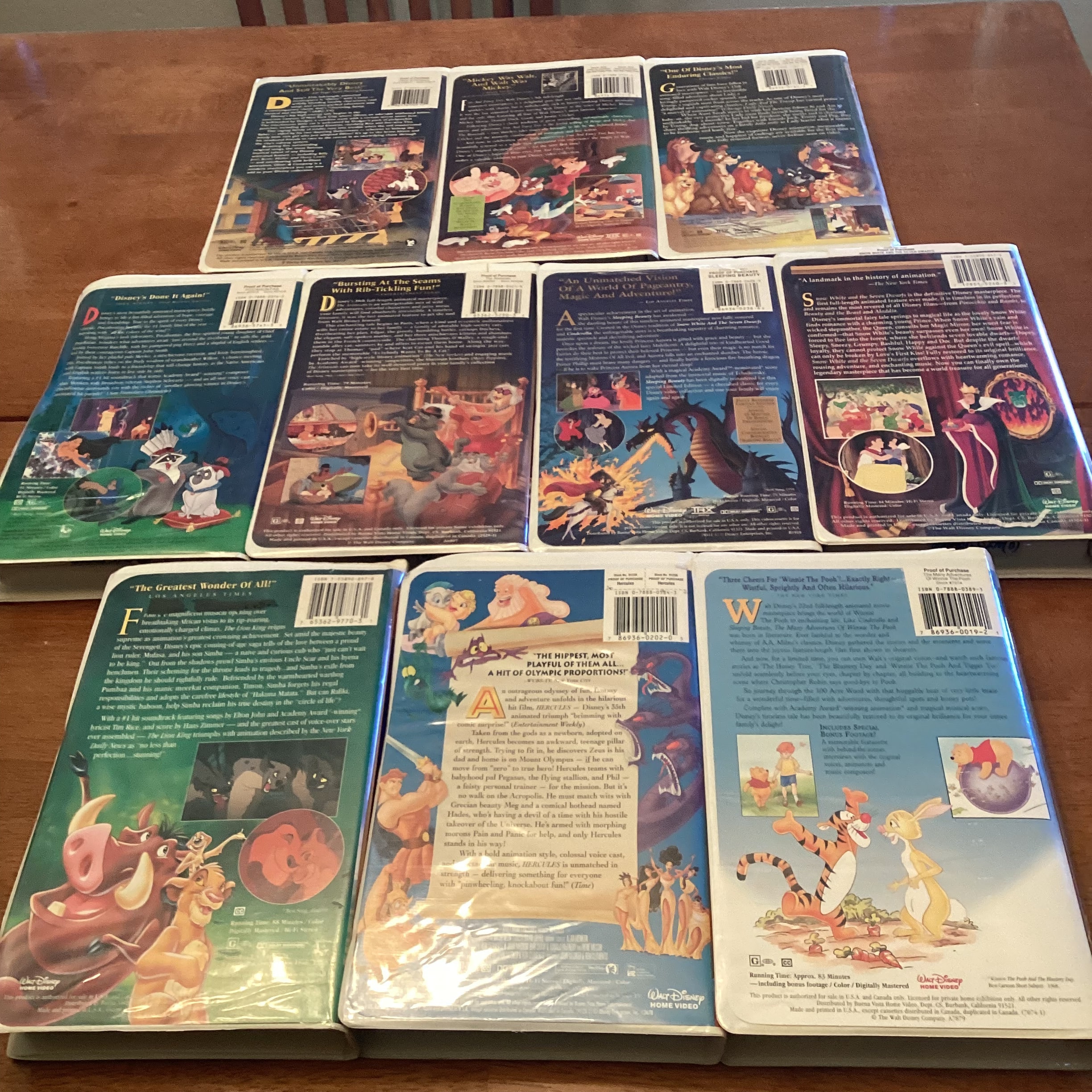 Walt Disney VHS Masterpiece Collection Home Videos Used but in Excellent Condition. This ...