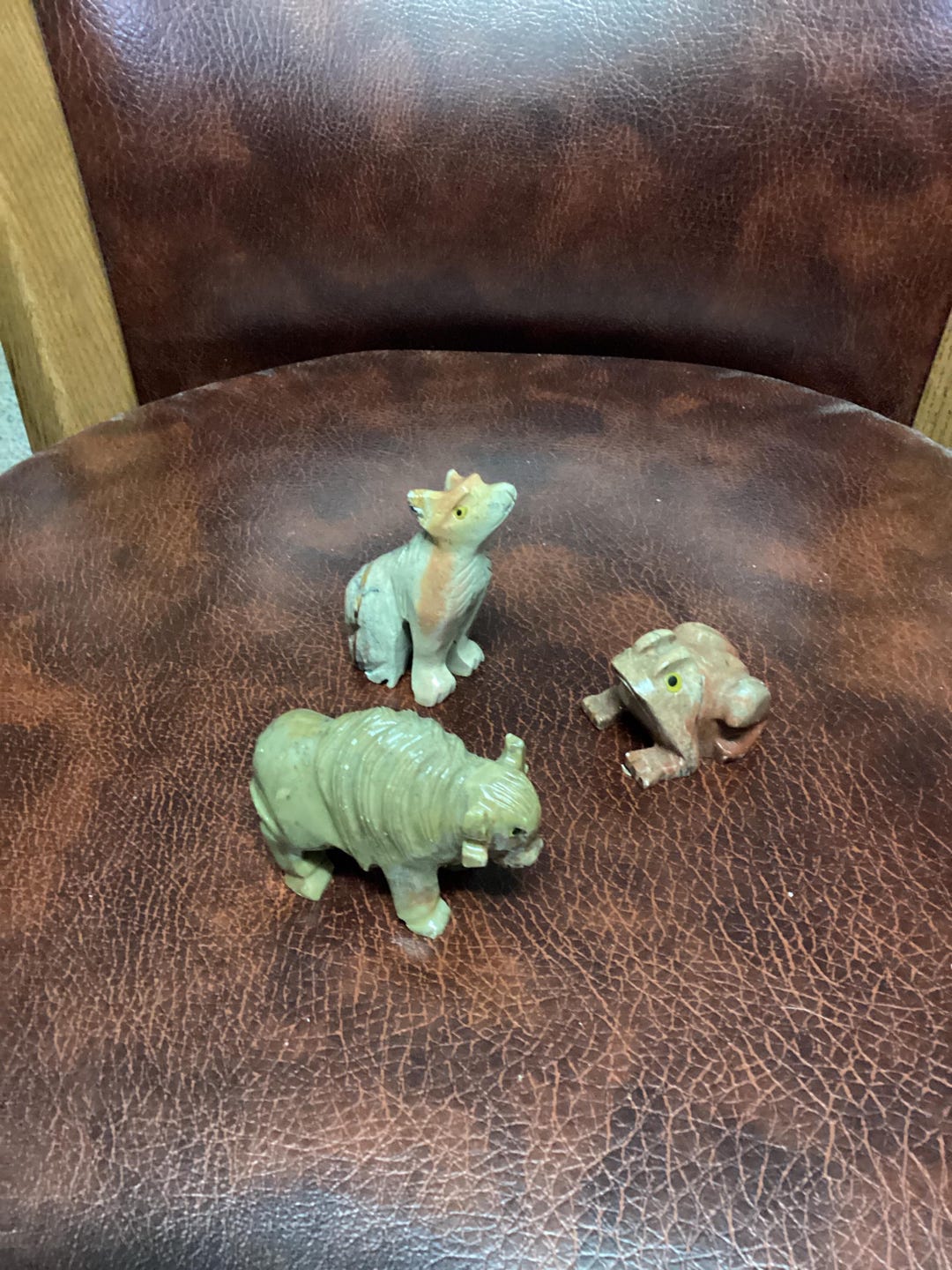 Soapstone Carved Animals Set of Three. Frog, Buffalo and Wolf. Cute and ...