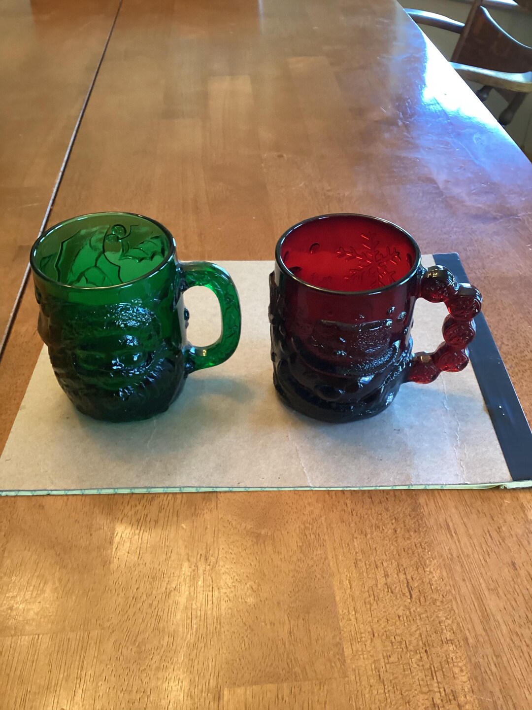 Mugs Holiday Vintage Green Emerald Santa Mug and Ted Ruby Snowman From ...