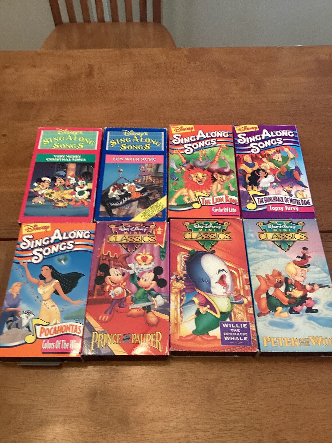 Walt Disney VHS Home Videos Sing Along Songs and Mini Classics (8 ...