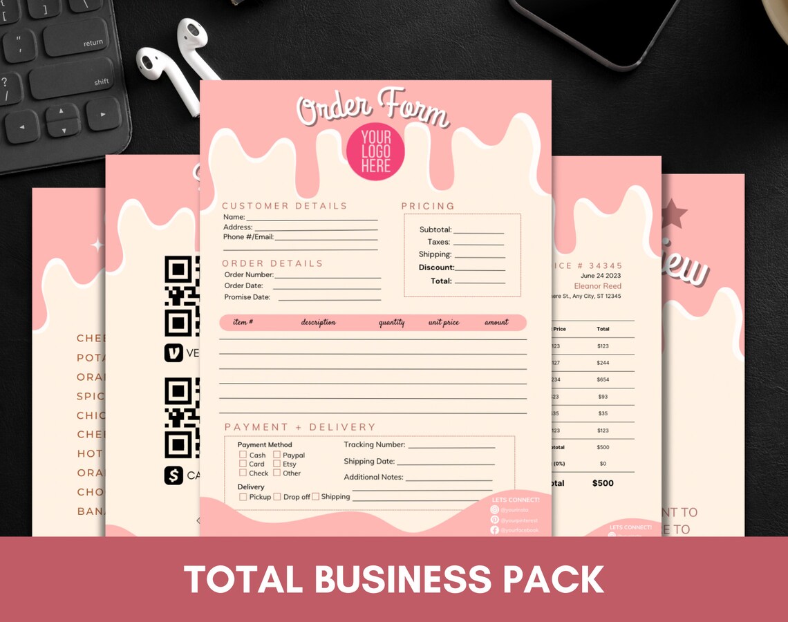 Order Form Template Pack Invoice Template Scan to Pay Template Order ...