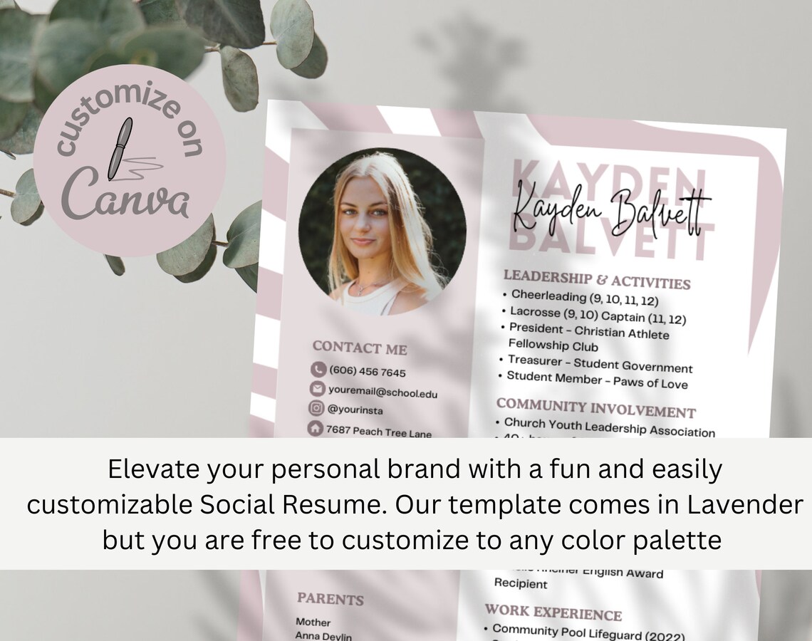 Sorority Resume Template Rush Resume Template Sorority - Etsy