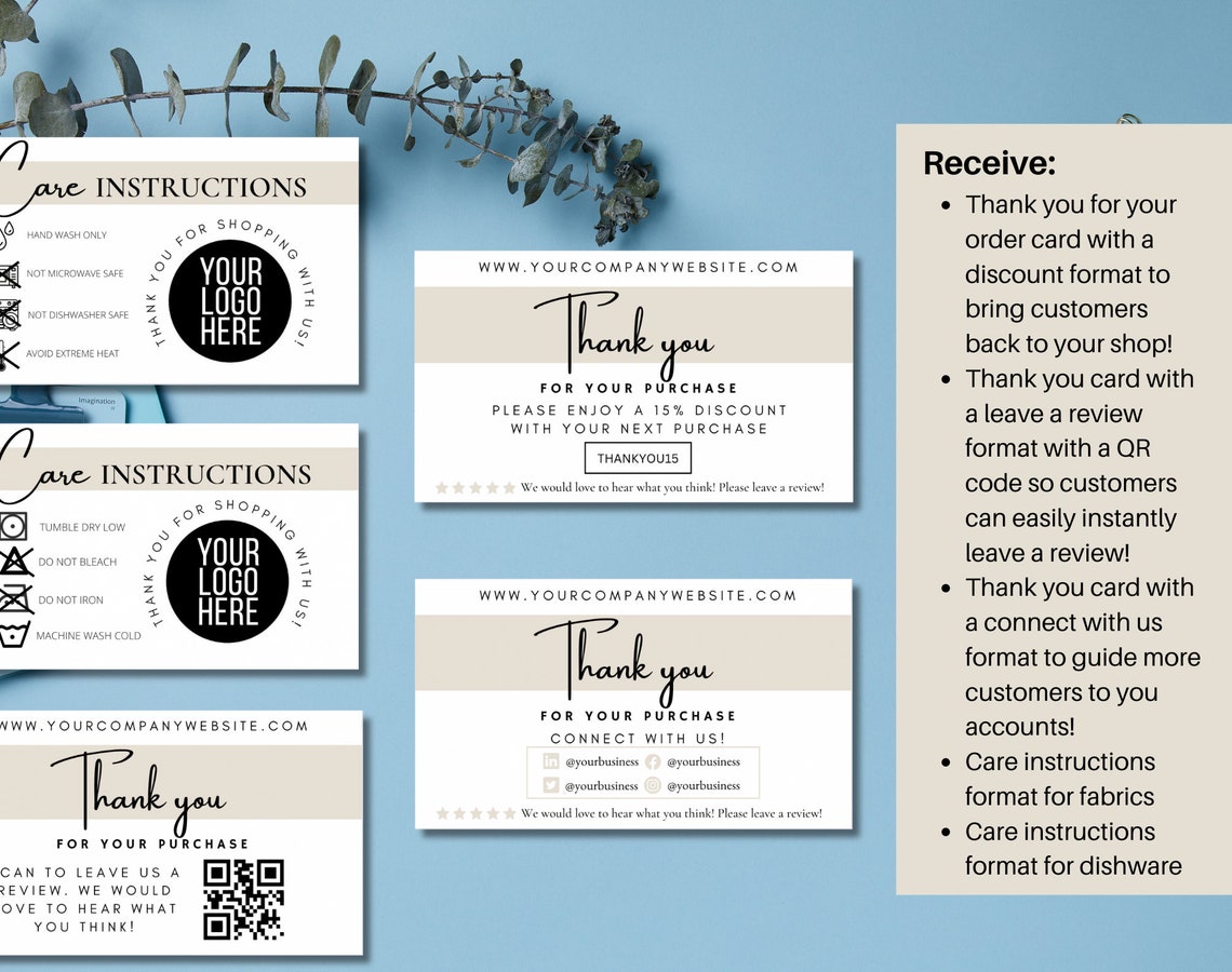 Thank You for Your Order Card Template Gift Certificate Card Template ...