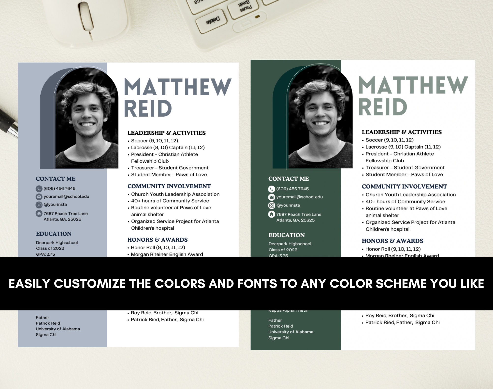 Rush Resume Template Photo Resume Fraternity Resume Template - Etsy