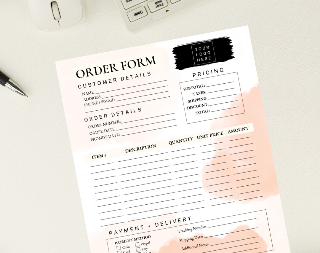 Order Form Template Editable Business Templates Custom Order Form ...
