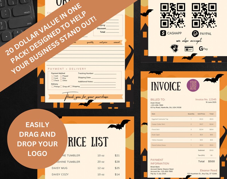 Halloween Order Form Template Pack Halloween Invoice Template Scan to ...