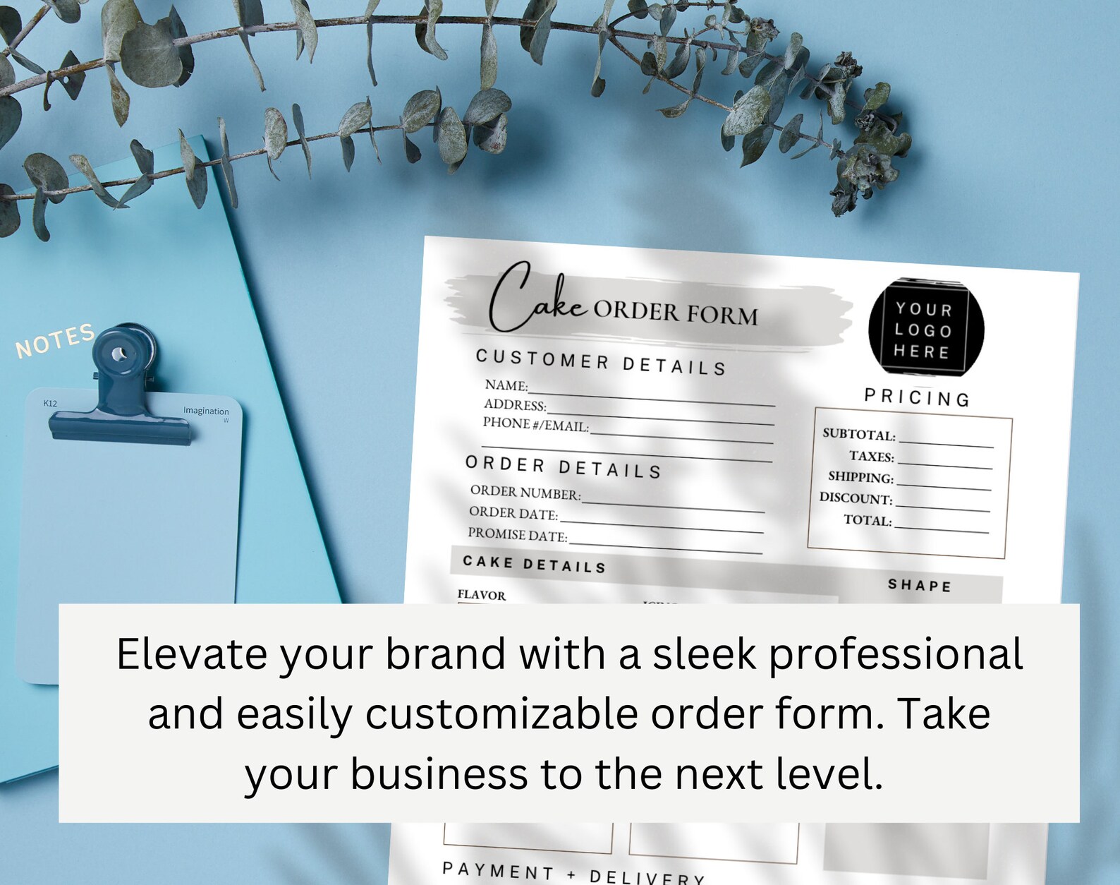 Cake Order Form Template Bakery Order Form Editable Business Templates ...