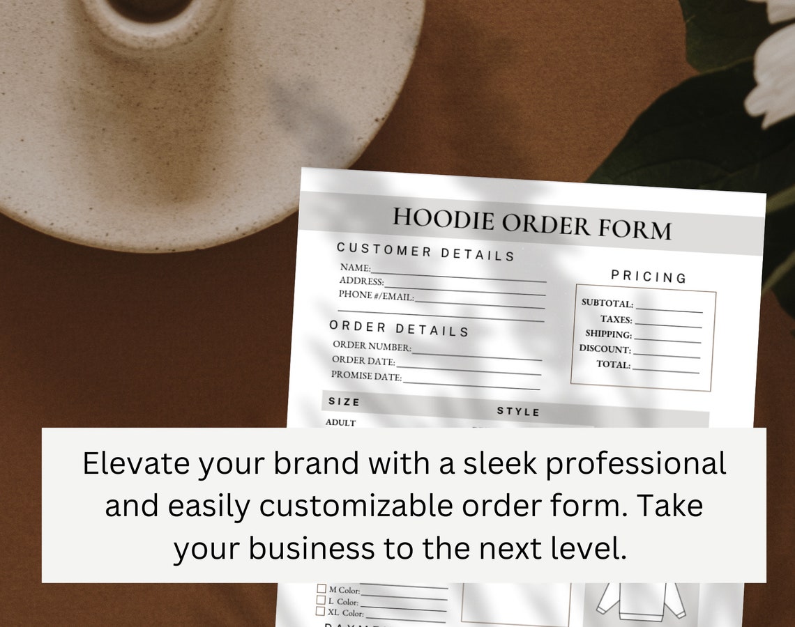 Hoodie Order Form Template Editable Sweatshirt Order Form Editable ...