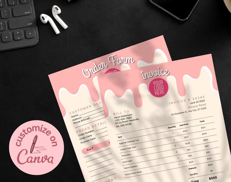 Order Form Template Pack Invoice Template Scan to Pay Template Order ...