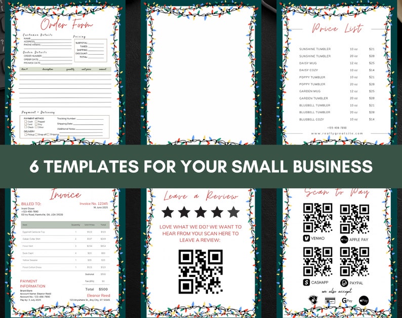 Order Form Template Pack Invoice Template Scan to Pay Template - Etsy