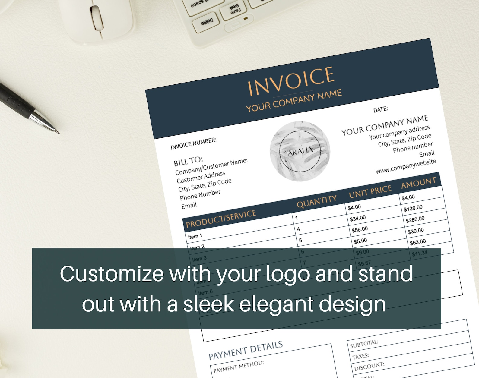 Invoice Template Editable Custom Business Templates Business Invoice ...