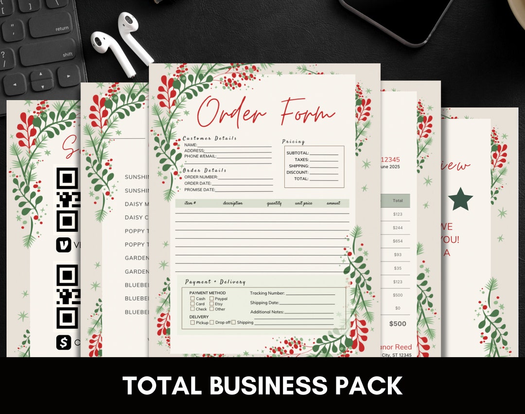 Order Form Template Pack Christmas Invoice Template Scan to Pay ...