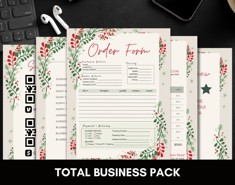 Order Form Template Pack Christmas Invoice Template Scan to Pay ...