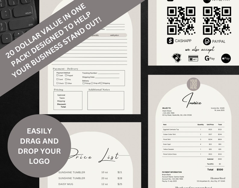 Invoice Template Scan to Pay Template Order Form Custom Order Form ...