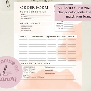 Order Form Template Editable Business Templates Custom Order Form ...