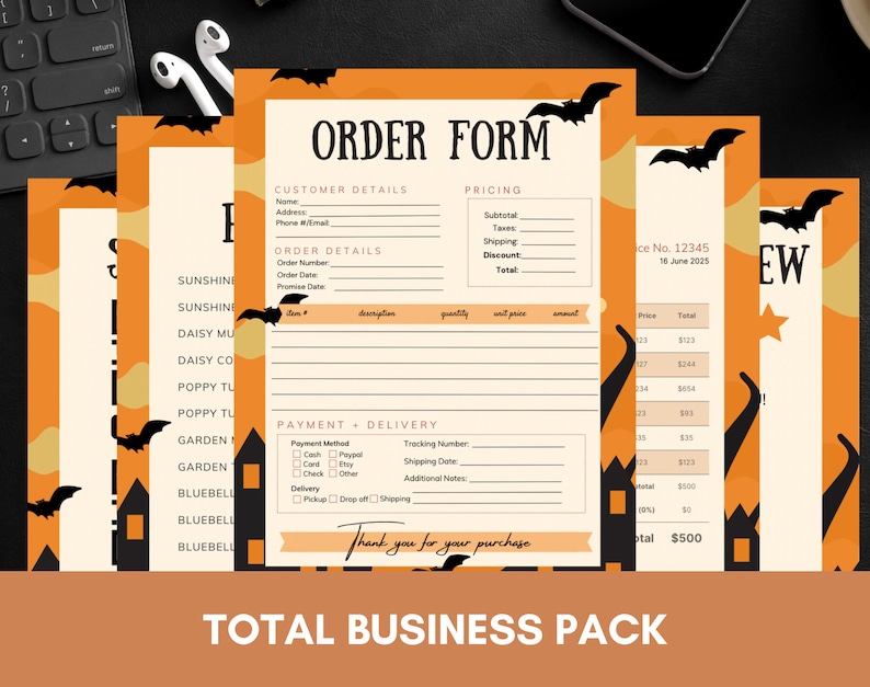 Halloween Order Form Template Pack Halloween Invoice Template Scan to ...