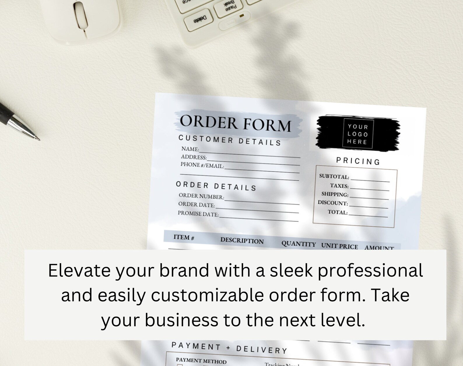 Order Form Template Editable Business Templates Custom Order Form