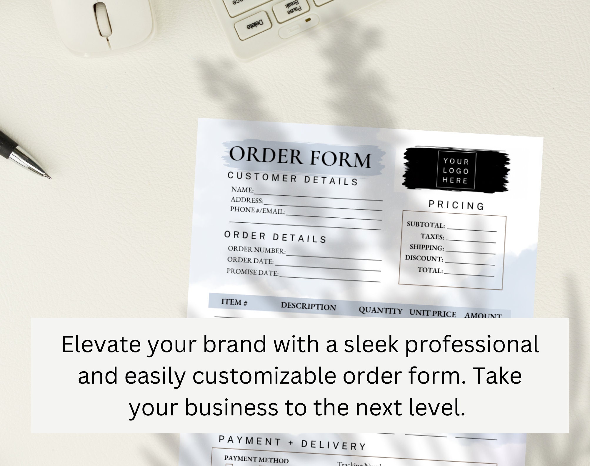 Order Form Template Editable Business Templates Custom Order Form ...