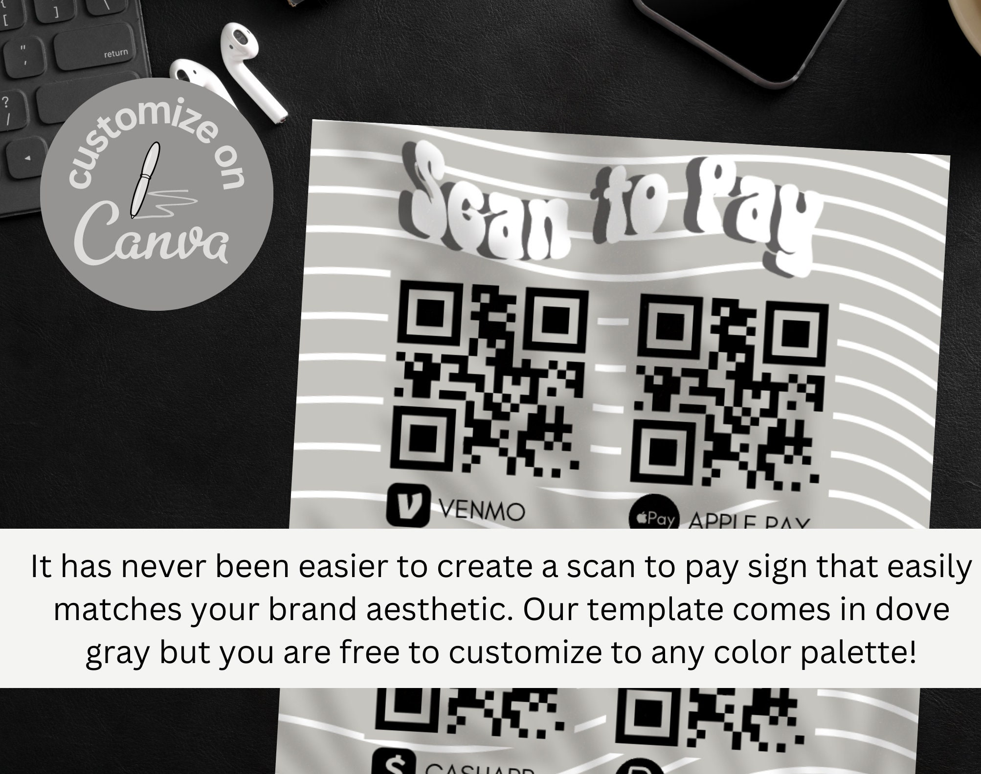 Scan to Pay Sign Template: Minimalist QR Code Pay (digital Download) - Etsy