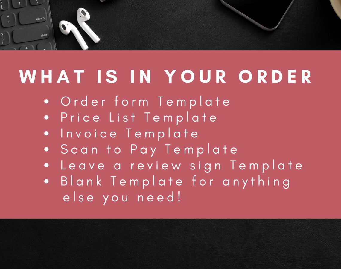 Order Form Template Pack Invoice Template Scan to Pay Template Order ...