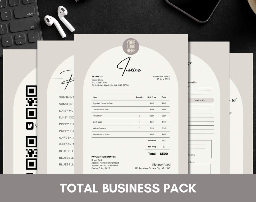 Editable Business Template Pack: Invoice, Order Form, Price List (canva ...