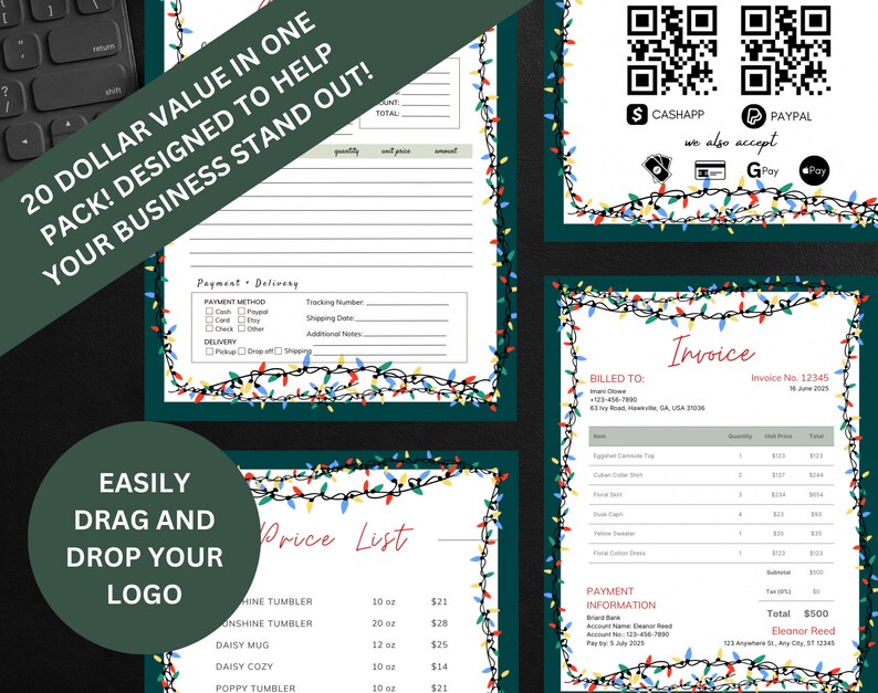 Order Form Template Pack Invoice Template Scan to Pay Template - Etsy