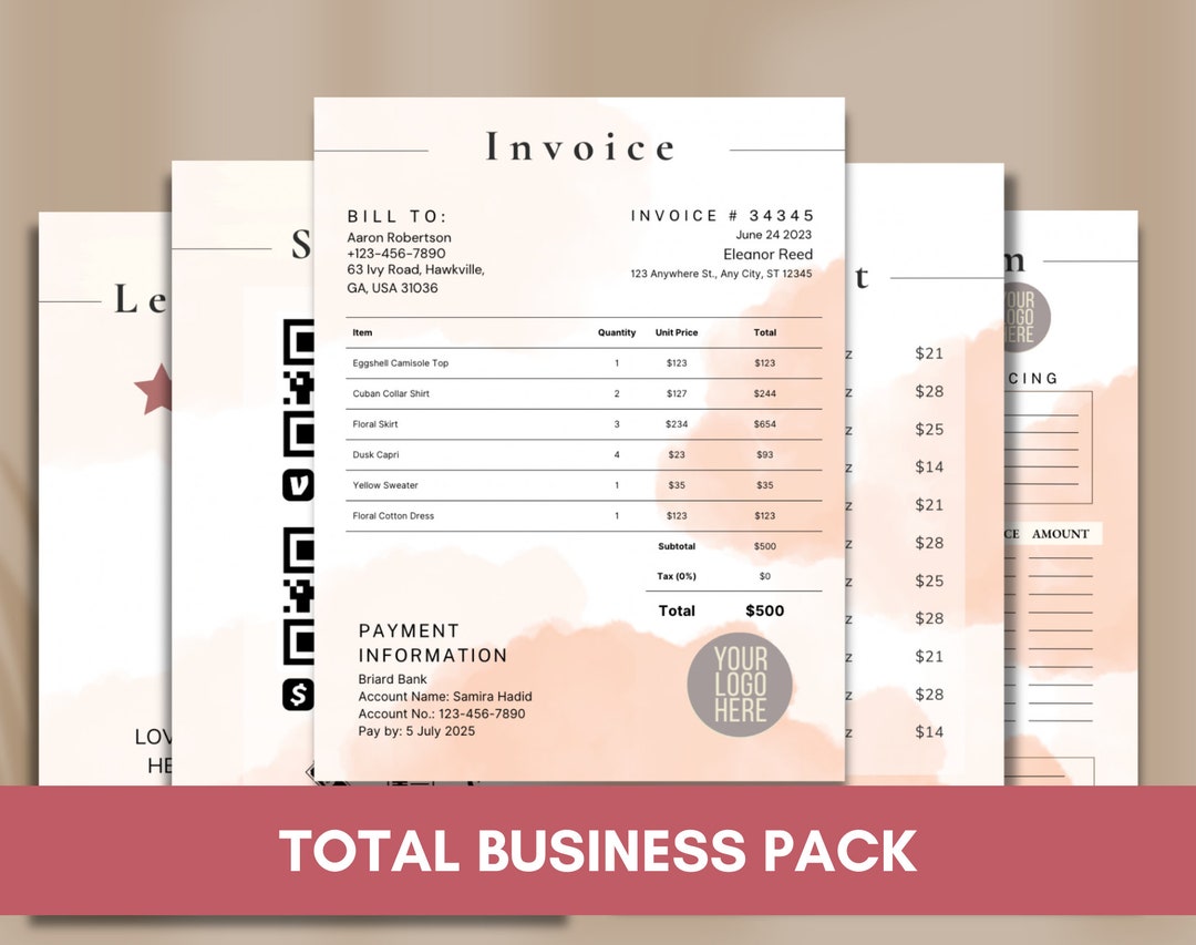 Editable Business Template Pack: Invoice, Order Form, Price List ...