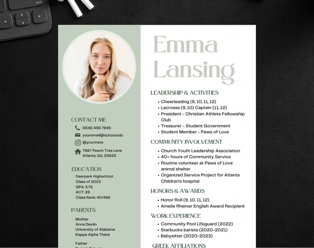 Sorority Resume Template 2023 Sorority Rush Resume Sorority Recruitment ...
