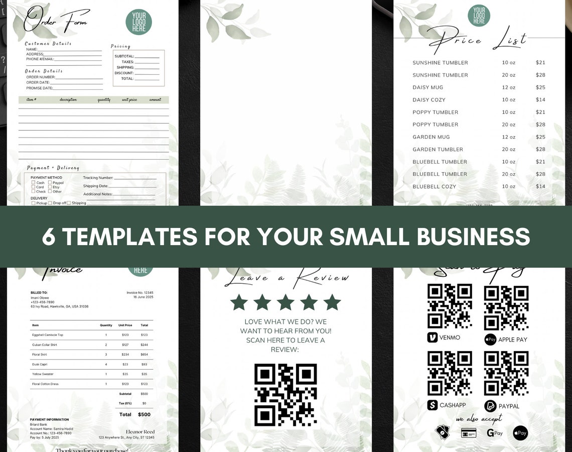 Invoice Template Pack | Order Form Template | Scan to Pay Template ...