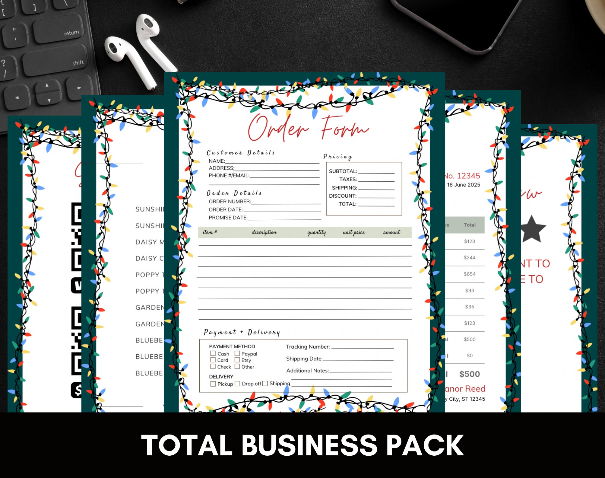 Order Form Template Pack Invoice Template Scan to Pay Template Order ...