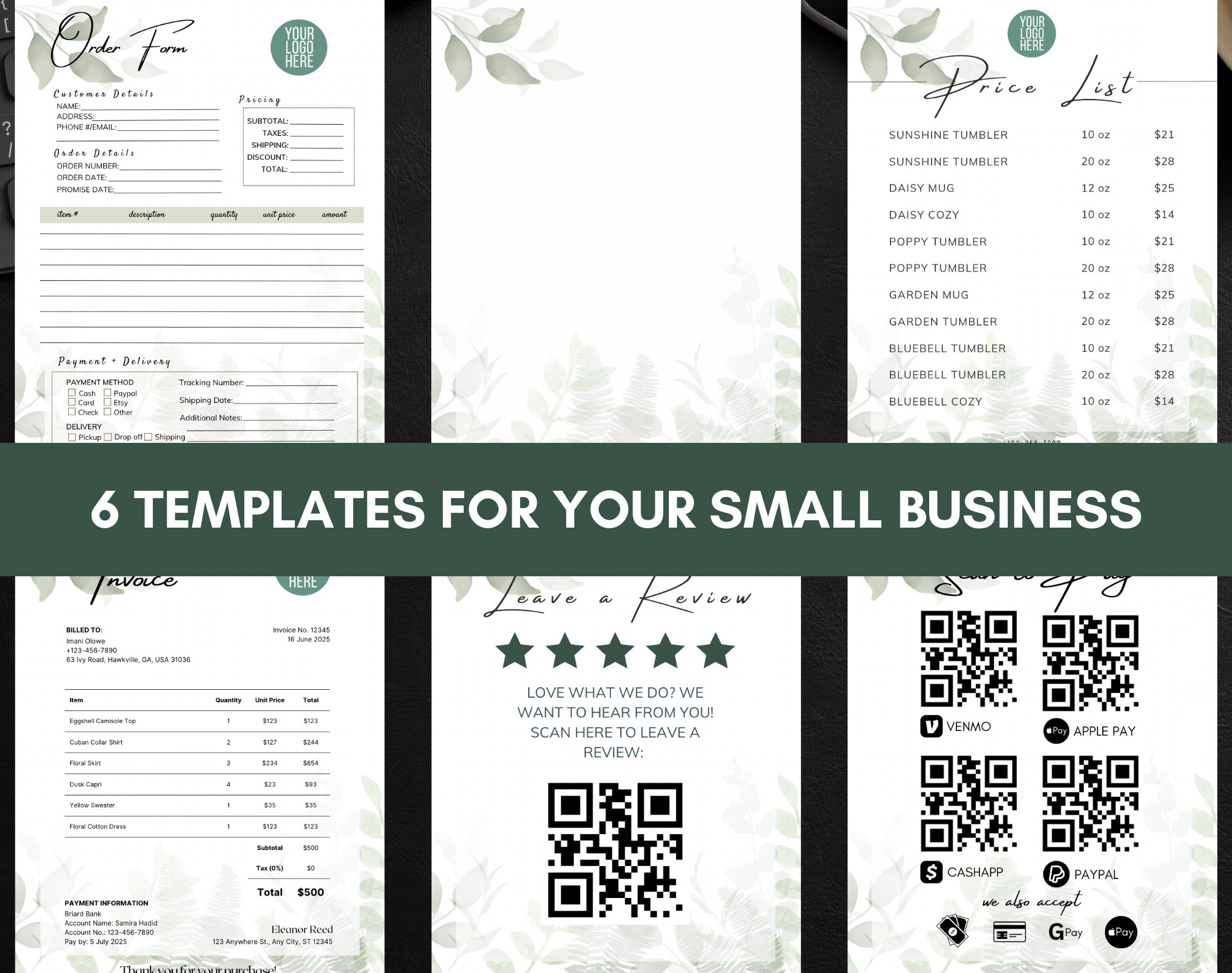 Order Form Template Scan to Pay Template Order Form Custom Order Form ...