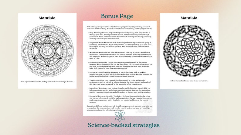 Mandala Coloring Pages Digital PDF for Anxiety Stress Relief With Bonus ...
