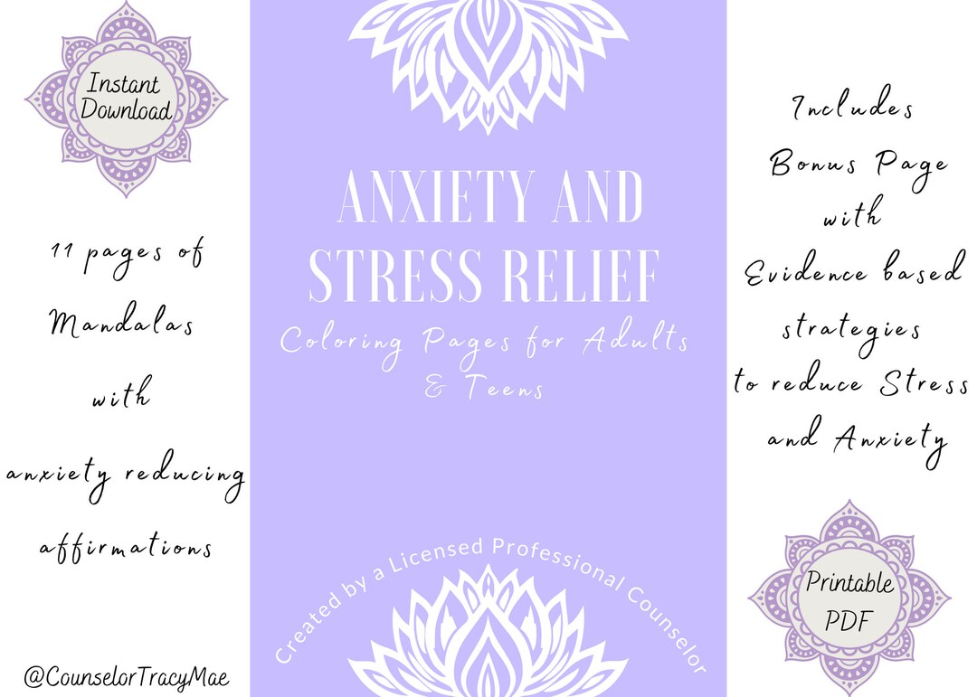 Mandala Coloring Pages Digital PDF for Anxiety Stress Relief With Bonus ...