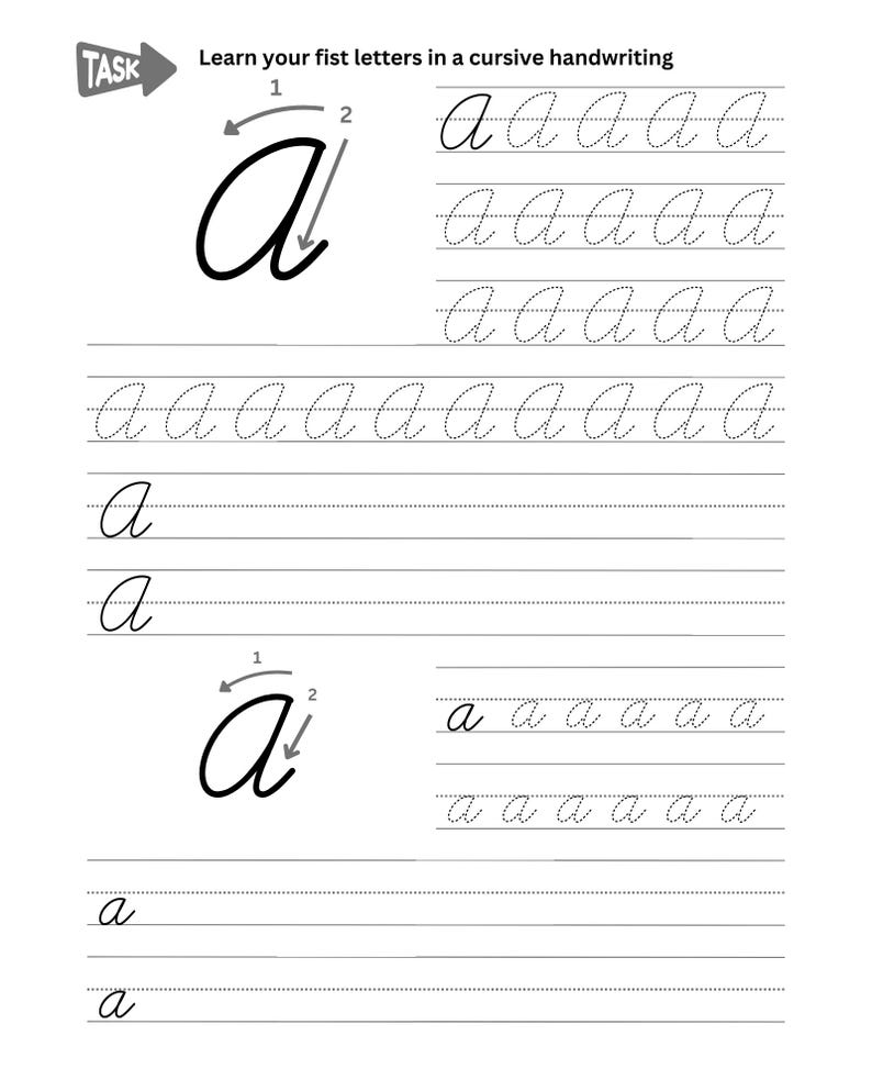 Cursive Handwriting Practice Worksheets for Teens and Adults. Tracing ...