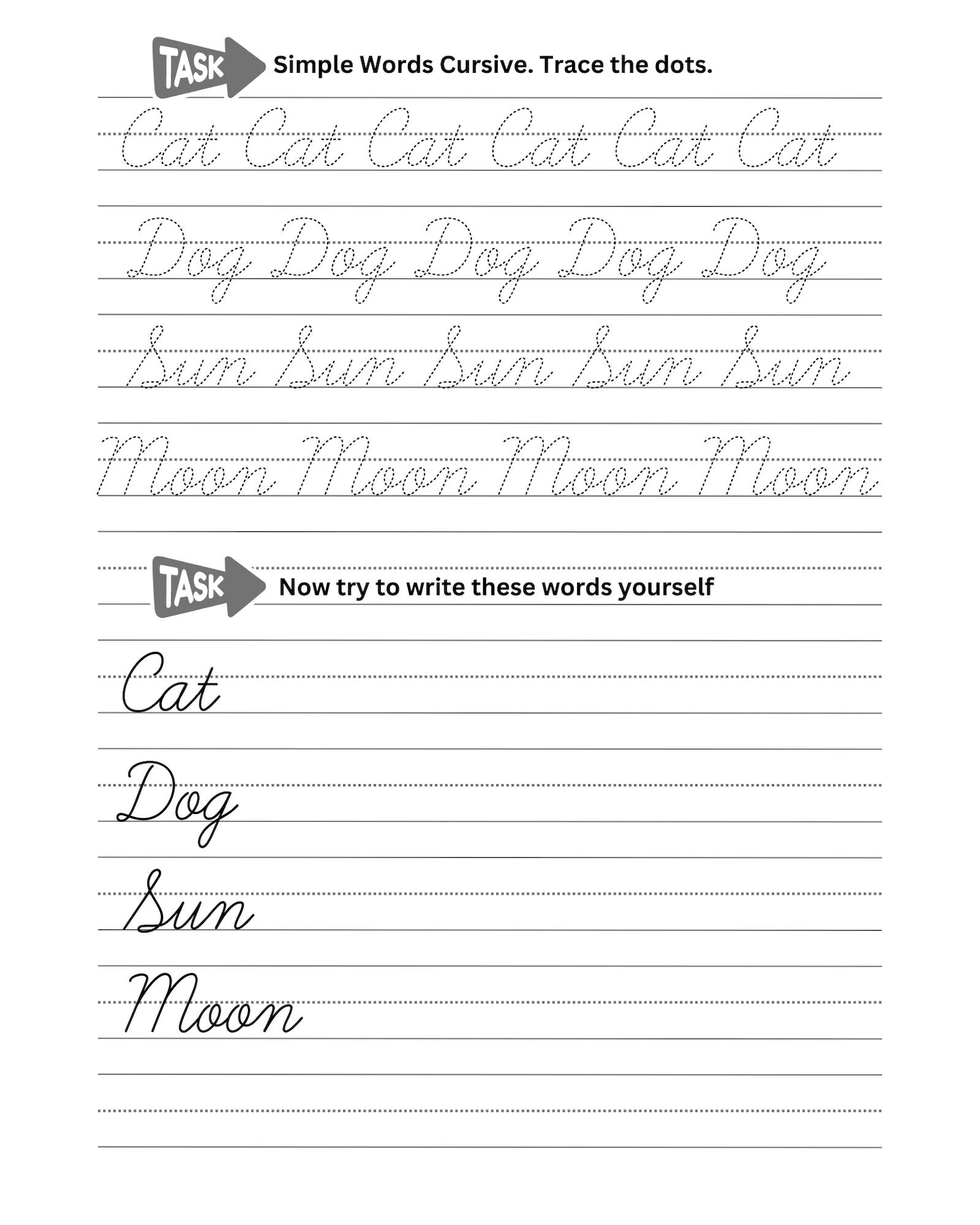 Cursive Handwriting Practice Worksheets for Teens and Adults. Tracing ...