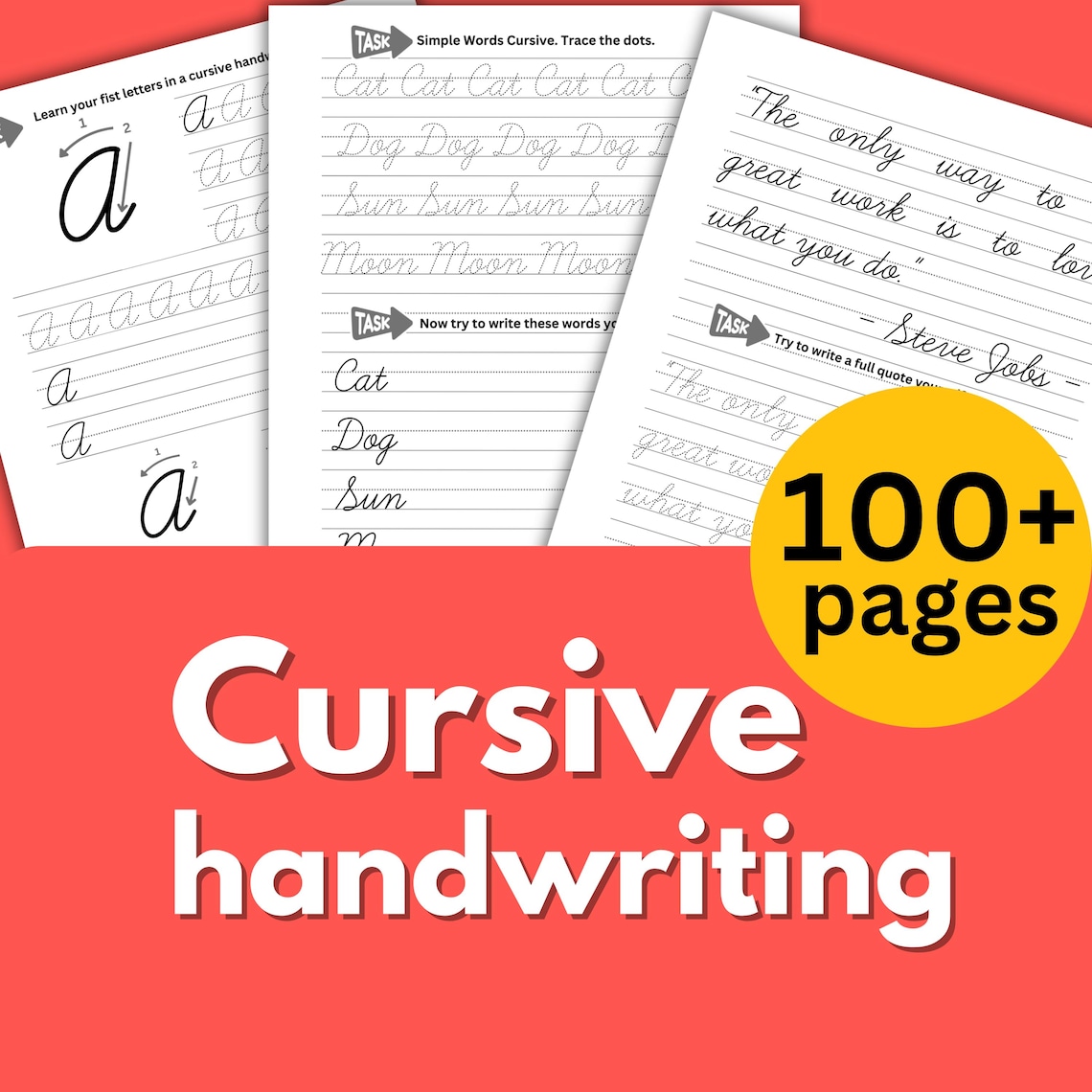 Cursive Handwriting Practice Worksheets for Teens and Adults. Tracing ...